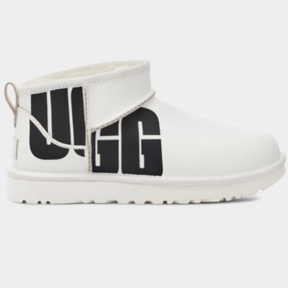 UGG | Shoes | Ugg Size Classic Ultra Mini Chopd White Leather Boots New In Original Box | Poshmark